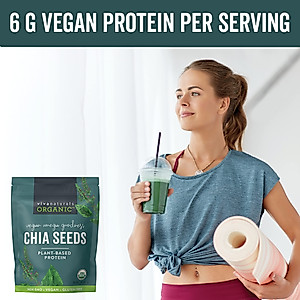 Viva Naturals Organic Chia Seeds 2 LBs - Plant-Based Omega-3 and Vegan Protein, Non-GMO Chia Seeds Organic Perfect for Smoothies, Salads and Chia Seed Pudding, Black Chia Seeds Bulk