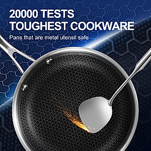 DELUXE Hybrid Nonstick Fry Pan Set 5-Piece, 8, 10 and 12-Inch Frying Pan Cookware Set with Glass Lids, Skillet with Stay-Cool Handles, Dishwasher&Oven Safe, PFOA Free Compatible with All Cooktops