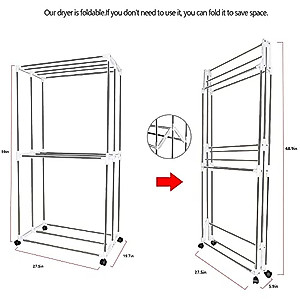 Electric Clothes Dryer Foldable Drying Rack 1500w-1.5 meters 2-Tier Remote Control Heater Large Capacity Low Noise for Home,Laundry,Apartment 110V(Red)