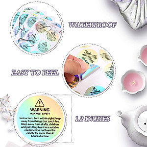 Holographic Candle Warning Labels Candle Jar Container Stickers Wax Melting Safety Stickers for Candle Jars Tins Containers Candle Making Supplies (600 Pieces)