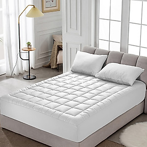 HYLEORY Full Mattress Pad Quilted Fitted Mattress Protector Cooling Pillow Top Mattress Cover Breathable Fluffy Soft Mattress Topper with 8-21" Deep Pocket