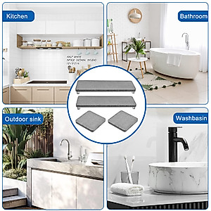 4 Pack Water Absorbent Diatomite Coasters, Instant Dry Sink Organizer Water Absorbing Stone Tray Diatomaceous Earth Soap Dish Toothbrush Holder Stone Drying Mat for Bathroom Kitchen Sink Countertop