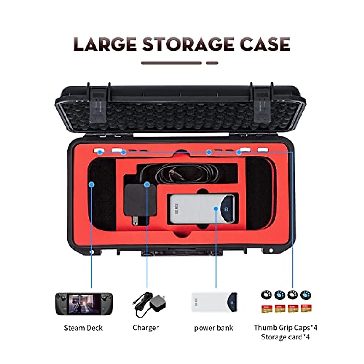 DEVASO Upgraded Carrying Case for Steam Deck, Professional Deluxe Waterproof Case Soft Lining Hard Shell Travel Case for Steam Deck Console and Other Accessories
