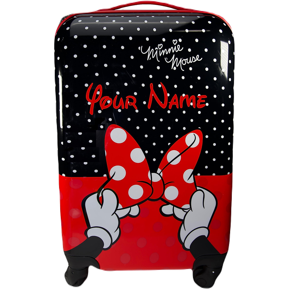 Disney Luggage Kids Suitcase Minnie Mouse Carry on Hardshell Rolling Spinner Suitcase Travel Bags Gifts Trip Accessories - Personalized Minnie Mouse with Your Name