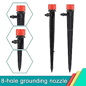 Fdit 20Pcs Watering Spray Nozzles Dripper Adjustable 8 Water Outlet Garden Sprinkler Dripper for Drip Watering System