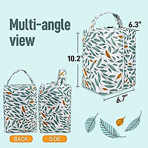 Pedobi 2 Packs Reusable Cloth Diaper Wet Dry Bags - Large Hanging Wet Bags with Buttons for Stroller - Waterproof Pod Cloth Diaper Bag - Washable Wet Bag for Diapers, Travel, Pool (Leaves)