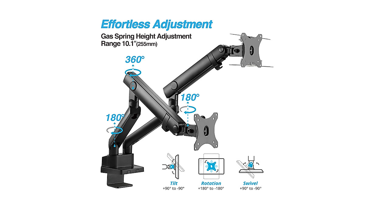 AVLT Laptop and Monitor Arm - Mount 15.6" Notebook and 32" Monitor on 2 ...