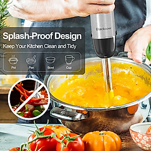 800W Electric Hand Blender - Immersion Blender with 12-Speed & Turbo, Stainless Steel Corded Hand Mixer for Kitchen, 3D 4-Blade Design for Effortless Mixing and Blending