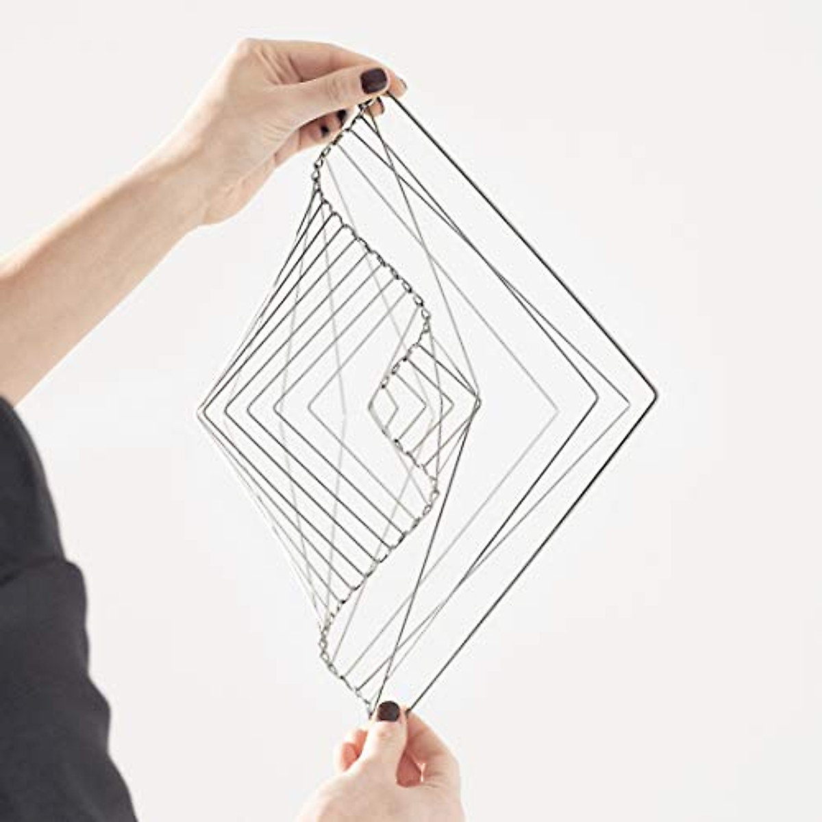 Atellani Square Wave | The Mesmerizing Kinetic Wind Spinner | Magical Calming Art Piece by Ivan Black (Silver)