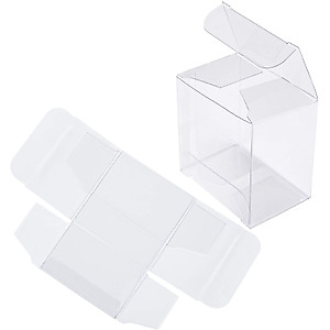 Nicunom 100 Pack Clear Macaron Boxes, Plastic Favor Boxes, 2.17" x 2.17" x 1.38" Bakery Boxes Candy Containers for Chocolate Cake Desserts Cupcakes Cookies Muffins Party Favors Packaging