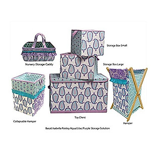 Bacati - Paisley Kids Storage (Small Storage Tote 10 x 10 x 10 inches, Lilac/Purple/Aqua)