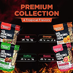 Tropical Spark - Wood Chips, Aromatic Smoker Wood Chips, Assorted Wood Chips for Smoker, Costa Rican Tropics Smoker Chips for Smoking, Grilling, Baking, Roasting, & Braising, 4 Pack