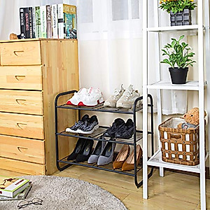 MAX Houser 3-Tier Metal Shoe Rack, Free Standing Shoe Storage Organizer, Wire Grid Shoe Tower for Closet Bedroom, Entryway, Gunmetal