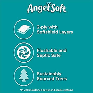 Angel Soft® Toilet Paper, 4 Mega Rolls = 16 Regular Rolls, 2-Ply Bath Tissue