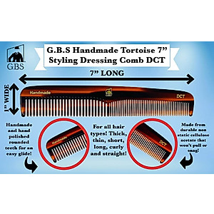 G.B.S Handmade Men and Women Comb Set- Pack of 3, Unbreakable Fine Toothed Mustache,Eyebrow Pocket Comb- Portable Pocket Size for Styling Beard & Hair anytime, Tortoise MCT DCT PCT Combs