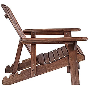 Teal Island Designs Kava Dark Brown Wood Outdoor Adirondack Chair with Wine Holder Set of 2