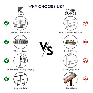 Konseptify Spice Rack Wall Mount, 4 Tier – Rust & Water Resistant Hanging Spice Rack with Screws - 15x2.6x5.5” – Wall Spice Rack Organizes Jars & Bottles in Kitchen, Cabinet, Cupboard & Pantry Door