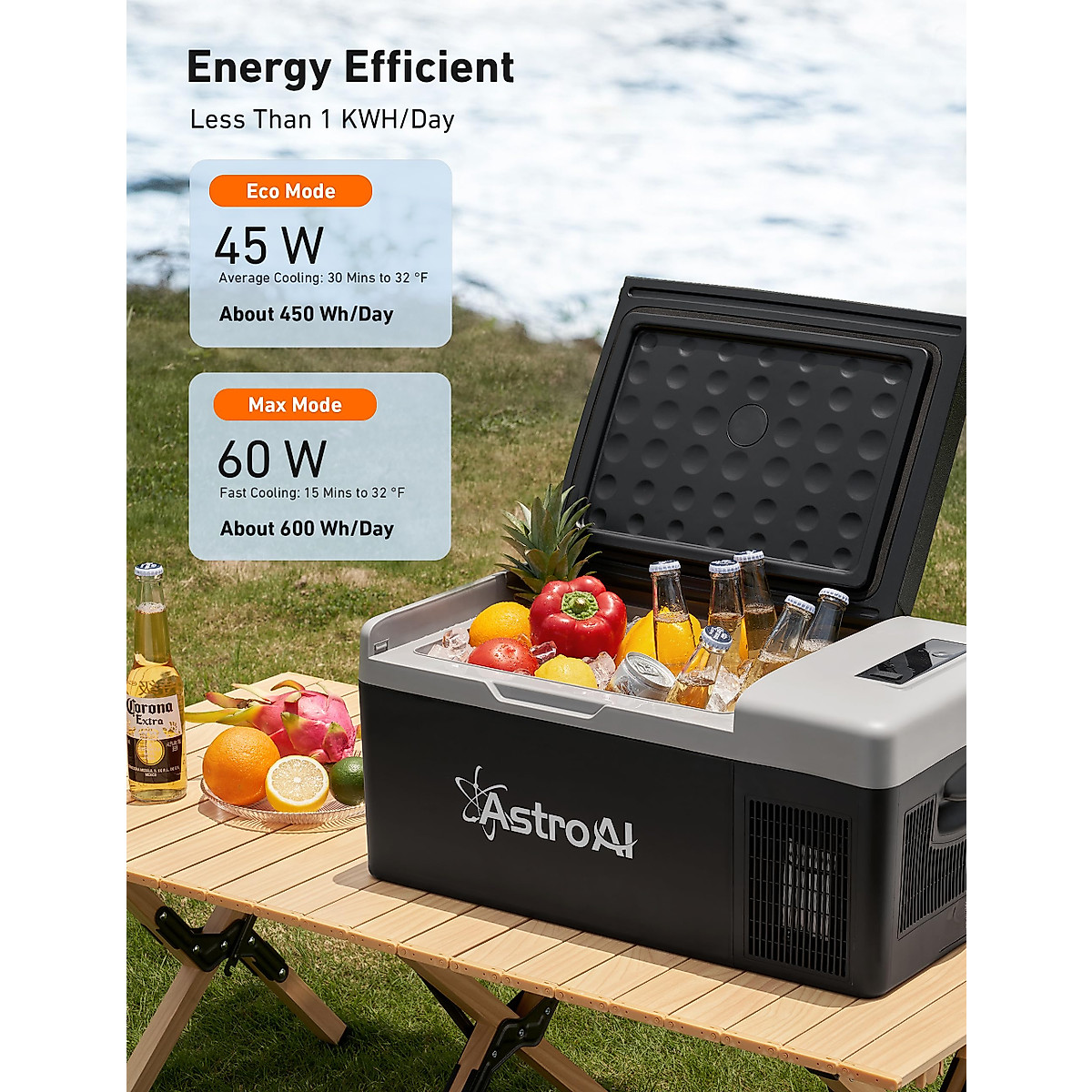 AstroAI 12 Volt Car Refrigerator, Portable Freezer 12V Fridge Electric Cooler -4℉~68℉ with 12/24V DC & 110V AC for Car, RV, Truck, Van, Boat for Camping, Travel, Fishing Outdoor(35L)