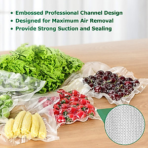 FRESKO Vacuum Sealer Bags Rolls, 4 Packs 2 Rolls 11" x 20' and 2 Rolls 8"x20' Customized Size Storage Bags with BPA Free, Heavy Duty Food Bags for Meal Prep and Sous Vide Cooking