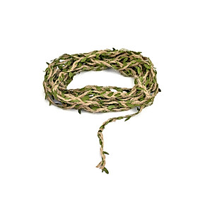KELLYJIA 4 Pack Green Leaf Ribbon Burlap Twine, 5MM Jungle Vines Hemp Rope Decoration Garland for Crafts Gift Wrapping Party Wedding Home Garden