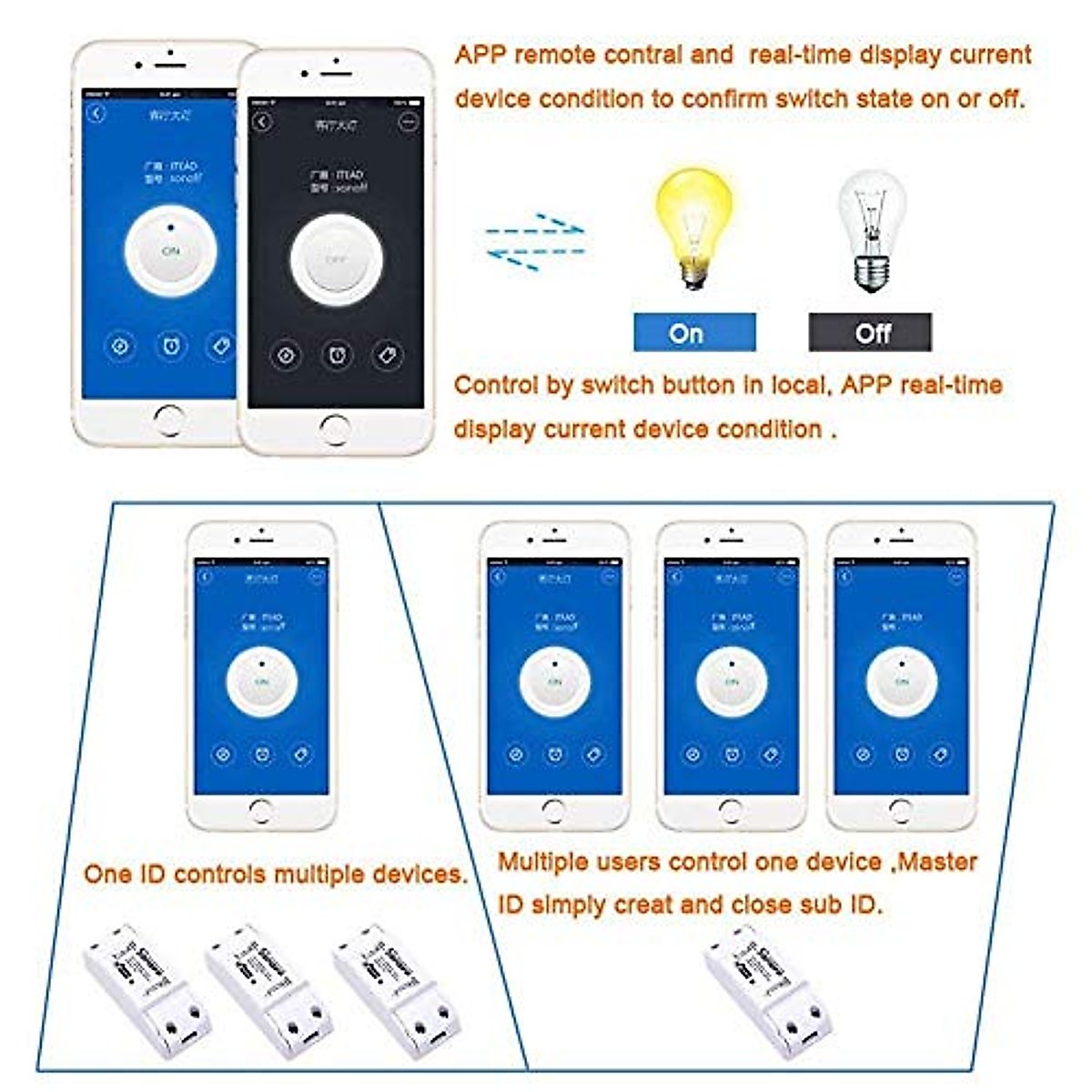 Sonoff WiFi Switch Pack of 6 Wireless Remote Control Electrical for Household Appliances Compatible with Alexa DIY Your Home via Iphone Android App