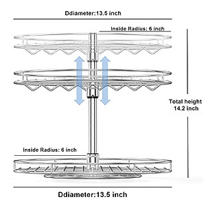 2 Tier Lazy Susan Large Shelf for Kitchen 13 inch,Tall Height Adjustable Turntable Spice Rack Spinner Cabinet Organizers and Storage,Rotating Under Sink Organizer,with PP Plastic Sheet (2 Tier)