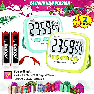 Antonki 2 Pack Timer, Classroom Timer for Kids, Timer for Teacher, Kitchen Timers, Digital Timer for Cooking, Egg Timer, Magnetic Countdown Timer for Exercise, Study, Oven - Battery Included