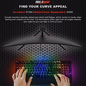 Deco Gear VIEW32AP 32 inch 1920x1080 Curved Gaming Monitor 3000:1 Contrast 75 Hz 6ms Refresh Rate (Renewed)