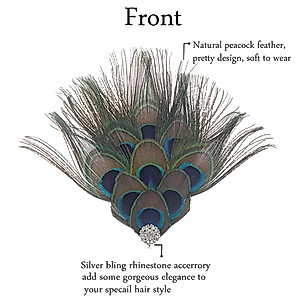 Aukmla Peacock Feather Headband Green 1920s Flapper Headpiece Rhinestones Costume Headdress Hair Accessories for Women and Girls