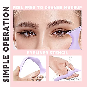 2PCS 5 in1 Eyeliner Stencils Silicone Winged Tip Eyeliner Aid Eyebrow Pencil Stencils Multi-Purpose Eye Makeup Tool for Winged Eyeliner, Defined Eyebrow, Eyelash, Face Contour and Lip Line