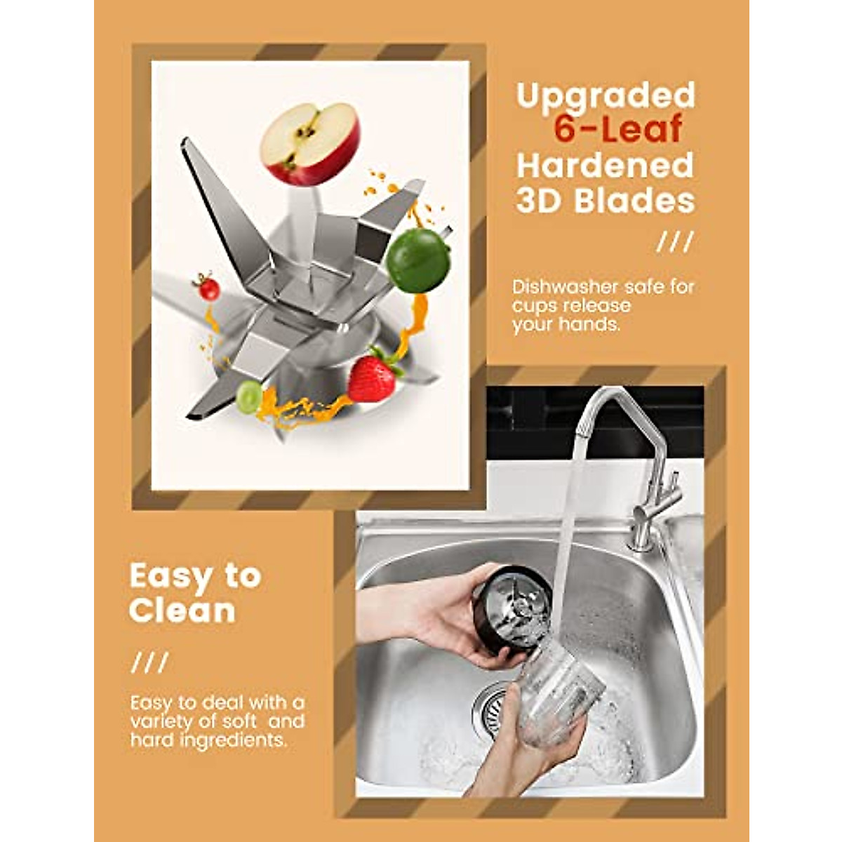 VEWIOR 20 Pieces Smoothie Blender for Shakes and Smoothies, 1000W Blenders for Kitchen, Protein Drinks, Bullet Personal Blender with 2 * 22Oz Smoothie Cups with Lids