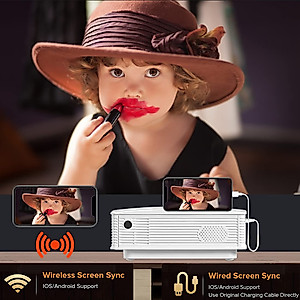 WiFi Laptop Projector Computer Projector 2022 Upgrade 5500L 210" Projector for Outdoor Movies, Supports 1080P Synchronize Smartphone Screen by WiFi/USB Cable for Home Entertainment iOS/Android