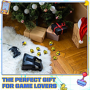 Leitee 24 Sets Video Game Party Favors Rubber Ducks with Mini Headset Glasses and Controllers Cute Bath Rubber Ducks Small Bathtub Accessories Toys for Birthday Swimming Party Favors Decoration