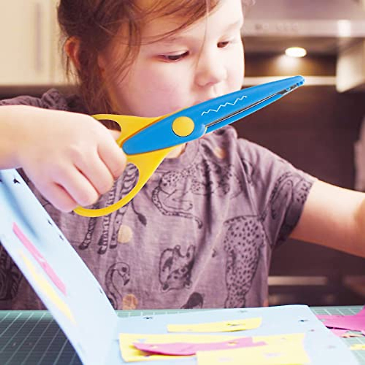 ANNOVA 8 PCS DIY Art & Craft Scissors with a Carrying Bag/Pocket Decorative Edge for Kids Fun Scrapbooking Pattern Scissors