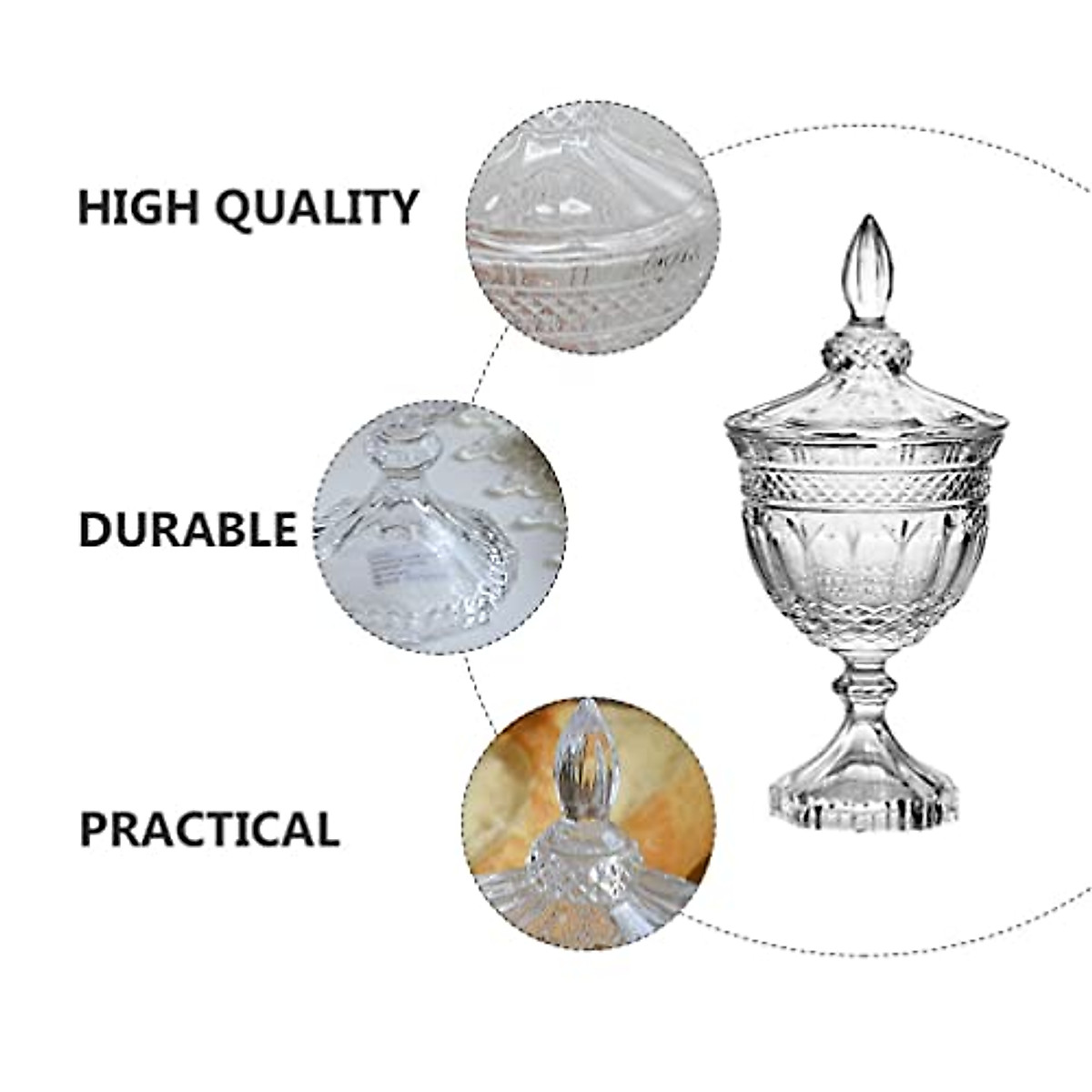 Cabilock Crystal Candy Jar Glass Candy Dish with Lid Biscuit Barrel Decorative Sugar Bowl Cookie Jar for Home Party Decor