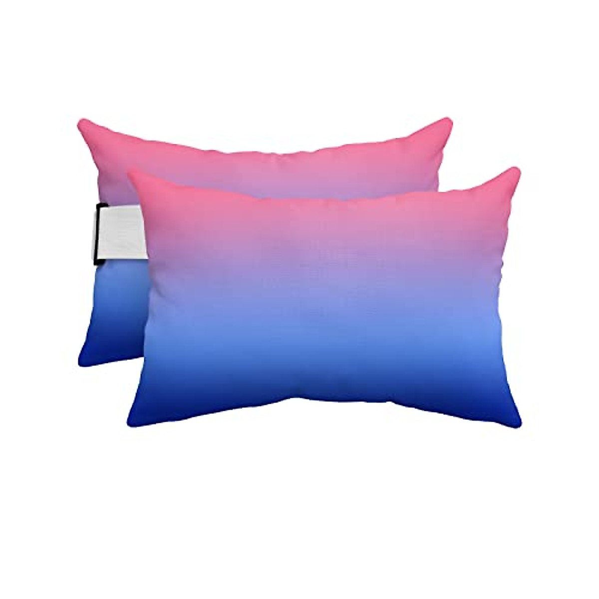 Recliner Head Pillow Ledge Loungers Chair Pillows with Insert Pink Blue Gradient Lumbar Pillow with Adjustable Strap Outdoor Waterproof Patio Pillows for Couch Beach Pool Office Chair, 2 PCS