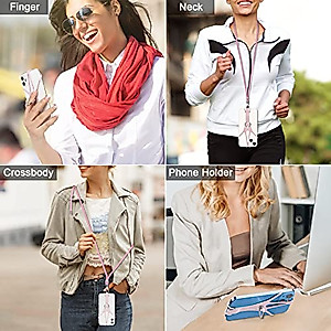 takyu Universal Phone Lanyard Leash with Ring Holder, Adjustable Phone Strap Loop Holder (Pink)