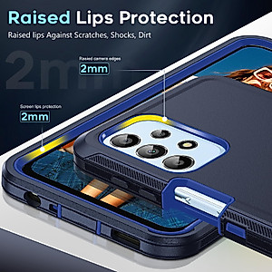 LeYi Compatible for Samsung Galaxy A23 5G Case: Samsung A23 Case [Not Fit A23 5G UW Verizon] with 2 PCS Tempered Glass Screen Protectors, 3 in 1 Full Body Shockproof Rubber Dustproof Rugged Case, Blue