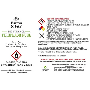 Fireplace Fuel, Ventless, Bio-Ethanol, Clean Burning/Eco-Friendly (1000mL /32 oz.) - (Pack of 16)