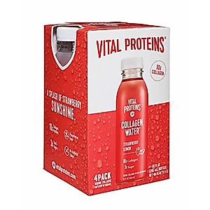 Vital Proteins Collagen Water™, 10g of Collagen per Bottle & Made with Real Fruit Juice - Strawberry Lemon, 4 Pack