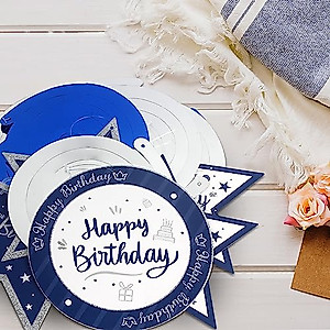 Nelbiirth Happy 30th Birthday Blue & Silver Glitter Swirls Streamers Party Decorations - 15 Pcs 30th Birthday Hanging Swirls Streamers Kit,Cheers to Thirty Years Old Bday Party Sign.