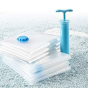 Vacuum Storage Bags Space Saving Bags for Comforters Clothes Pillow Bedding Blanket Storage, Double Zip Lock Seal & Leak Valve, Free Travel Hand Pump Included (4 Pack - 2 Jumbo + 1 Large + 1 Medium)