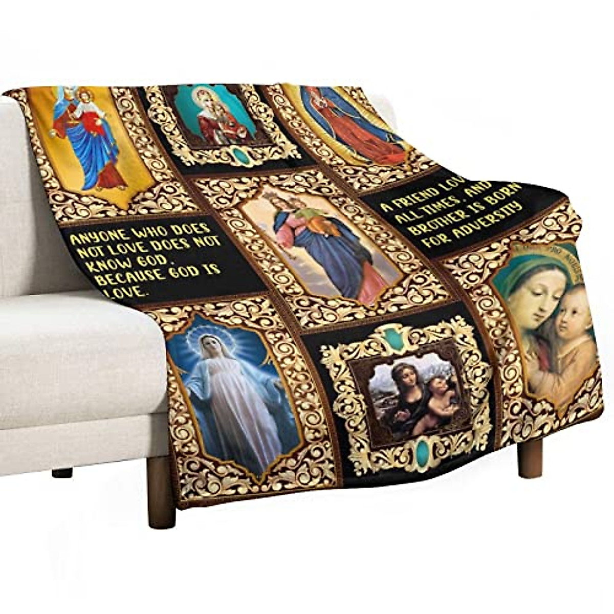 Catholic Blanket Gifts, 40"x50" Virgen de Guadalupe Throw Blanket, Lightweight, Soft, Cozy, Warm, Fleece Our Lady of Guadalupe Theme Gifts for Bed Couch