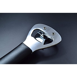 Seki Japan Hand Held Manual Can Opener, Heavy Duty Stainless Steel Bottle Opener, 4.3" Black Plastic Handle for Right-handed