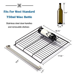 Antarctic Star 36 Bottle Wine Cooler/Cabinet Beverage Refigerator Small Wine Cellar Soda Beer Counter Top Bar Fridge Quiet Operation Compressor Digital Freestanding Door Black Glass