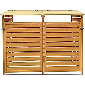 Hanover Outdoor 4.9 ft. x 4 ft. Wooden Trash Bin and Recyclables Storage Shed