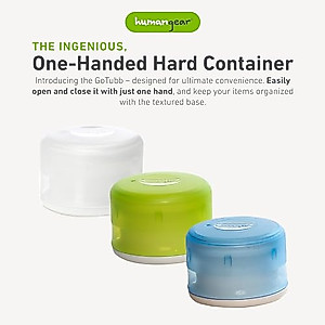 humangear GoTubb | Hard Container | Easy Open | Food-Safe Material, Clear/Green/Blue, Small