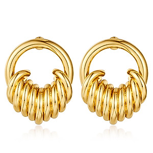 Geometric Round Drop Dangle Earrings for Women 18K Statement Retro Earrings Multiple Styles Jewelry Gift