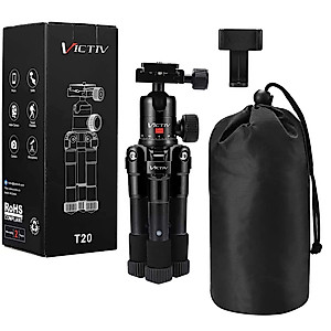 Tabletop Tripod, 20 inch Portable Desktop Mini Tripod for Camera with 360 Degree Ball Head, Aluminum Small Travel Tripod, Compatible with DSLR Camera/Video Camcorder/Cell Phone/Spotting Scope (Black)