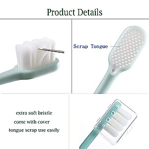 newrichbee [Upgrade Version] 4 Pack Micro Nano Extra Soft Toothbrush for Adult,20000 Bristle Toothbrush,Soft Bristle Toothbrush for Sensitive Teeth or Gum Clean Effectively (Pink&Green&Blue&Flesh)